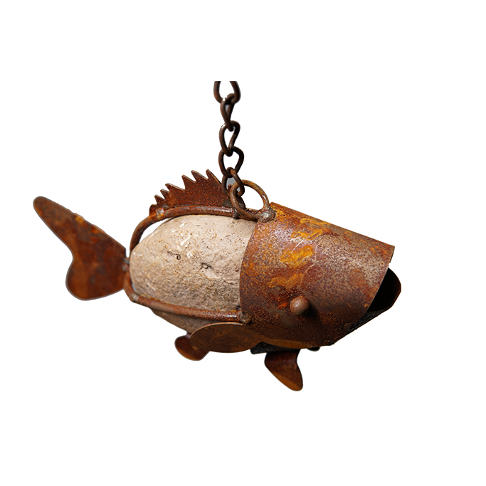 SH0705 Stone fish with chain hook - SET OF 2